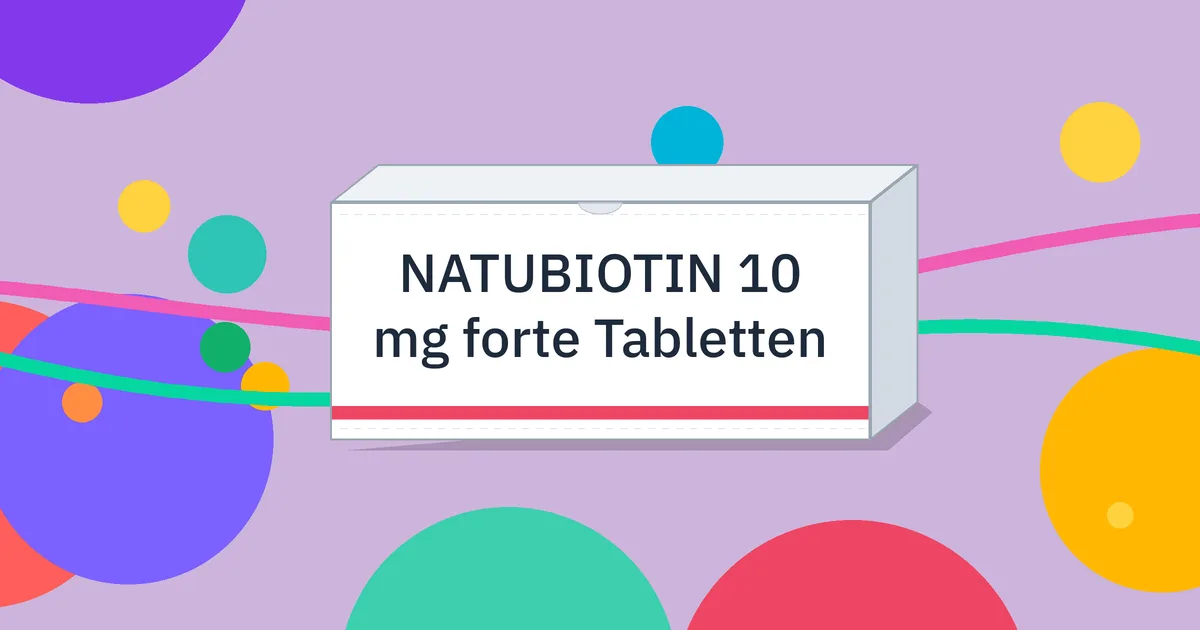 Symbolbild: Packung mit der Aufschrift NATUBIOTIN 10 mg forte Tabletten (PZN 01259705) – Verfügbarkeit und Bezug in Apotheken in Frankfurt am Main
