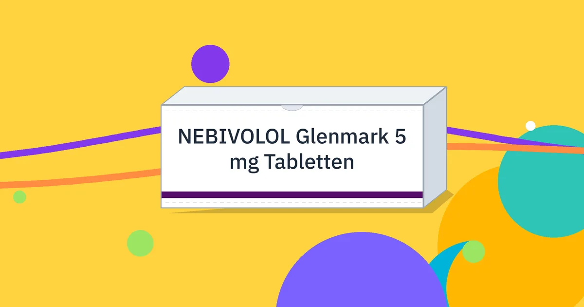 Symbolbild: Packung mit der Aufschrift NEBIVOLOL Glenmark 5 mg Tabletten (PZN 09098354) – Verfügbarkeit und Bezug in Apotheken in Frankfurt am Main