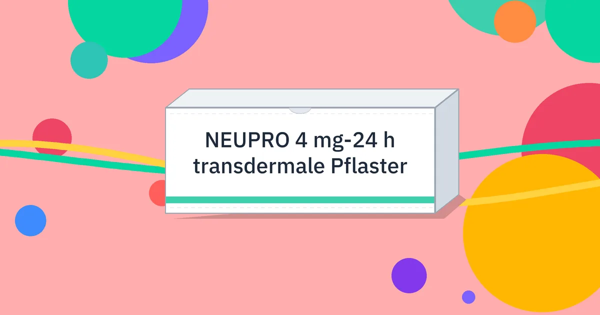 Symbolbild: Packung mit der Aufschrift NEUPRO 4 mg-24 h transdermale Pflaster (PZN 17545459) – Verfügbarkeit und Bezug in Apotheken in Frankfurt am Main