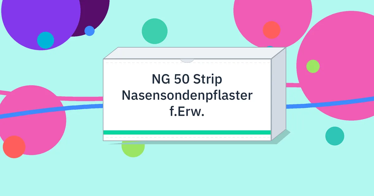Symbolbild: Packung mit der Aufschrift NG 50 Strip Nasensondenpflaster f.Erw. (PZN 07686443) – Verfügbarkeit und Bezug in Apotheken in Frankfurt am Main