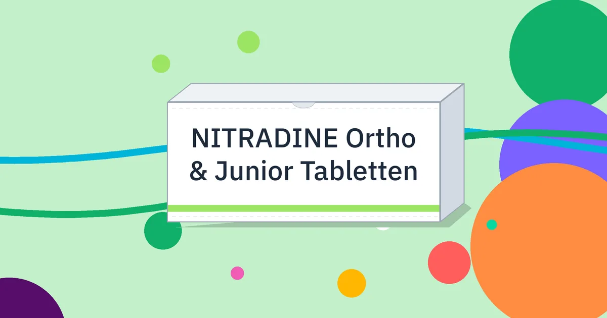 Symbolbild: Packung mit der Aufschrift NITRADINE Ortho & Junior Tabletten (PZN 09738397) – Verfügbarkeit und Bezug in Apotheken in Frankfurt am Main