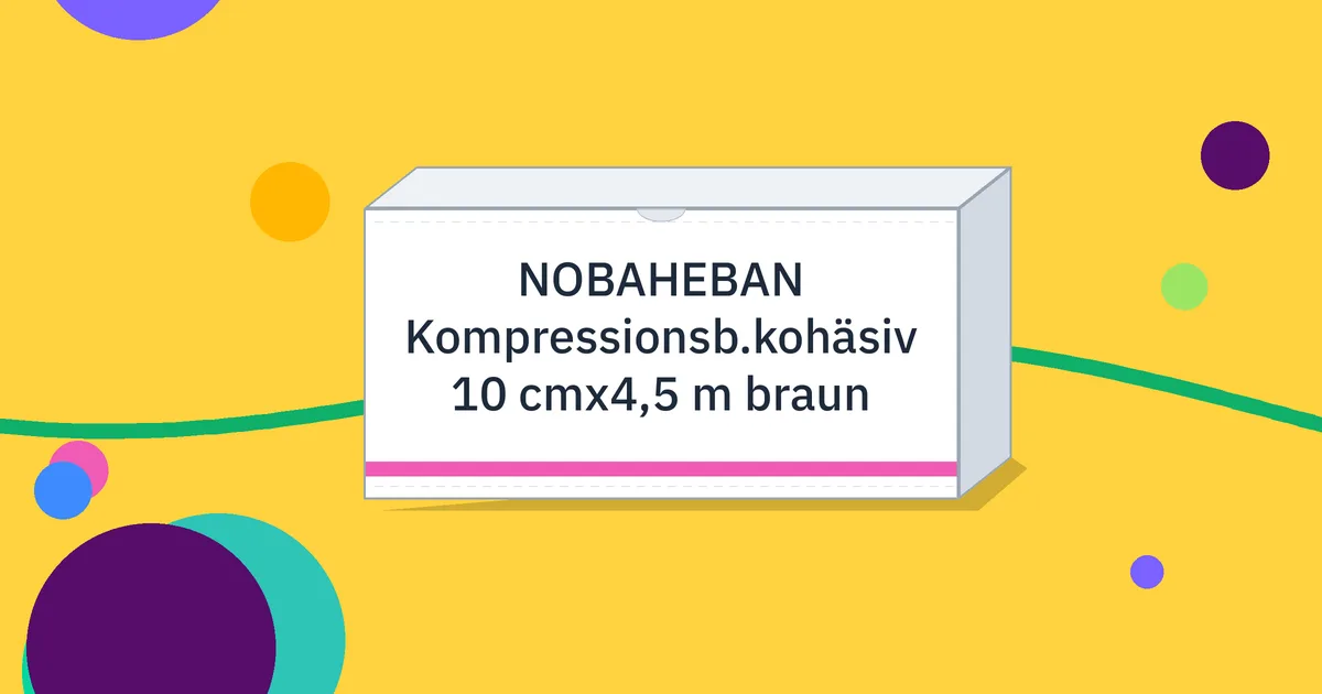 Symbolbild: Packung mit der Aufschrift NOBAHEBAN Kompressionsb.kohäsiv 10 cmx4,5 m braun (PZN 02709257) – Verfügbarkeit und Bezug in Apotheken in Frankfurt am Main