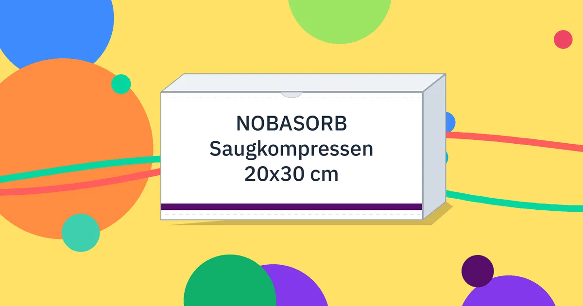 Symbolbild: Packung mit der Aufschrift NOBASORB Saugkompressen 20x30 cm (PZN 13981614) – Verfügbarkeit und Bezug in Apotheken in Frankfurt am Main