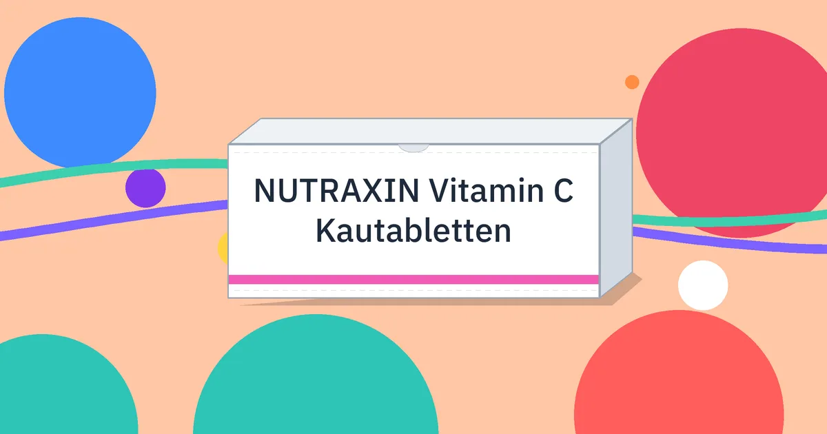 Symbolbild: Packung mit der Aufschrift NUTRAXIN Vitamin C Kautabletten (PZN 17576164) – Verfügbarkeit und Bezug in Apotheken in Frankfurt am Main