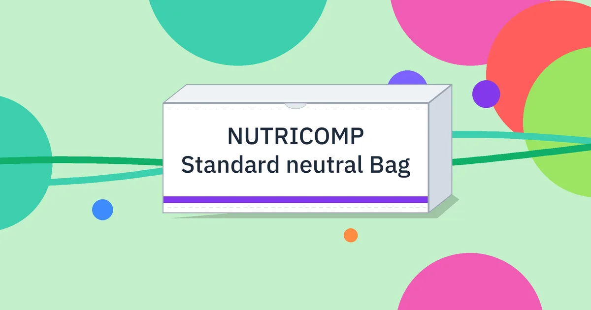 Symbolbild: Packung mit der Aufschrift NUTRICOMP Standard neutral Bag (PZN 18323241) – Verfügbarkeit und Bezug in Apotheken in Frankfurt am Main