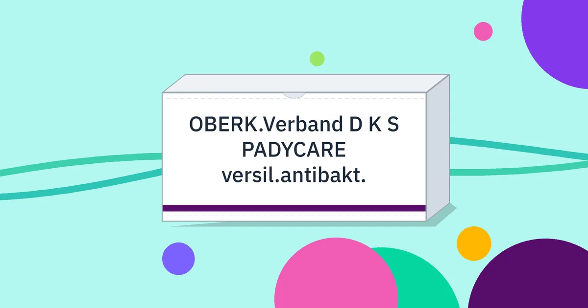 Symbolbild: Packung mit der Aufschrift OBERK.Verband D K S PADYCARE versil.antibakt. (PZN 10938747) – Verfügbarkeit und Bezug in Apotheken in Frankfurt am Main