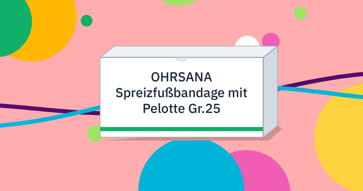 Symbolbild: Packung mit der Aufschrift OHRSANA Spreizfußbandage mit Pelotte Gr.25 (PZN 02670271) – Verfügbarkeit und Bezug in Apotheken in Frankfurt am Main