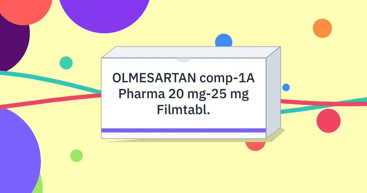 Symbolbild: Packung mit der Aufschrift OLMESARTAN comp-1A Pharma 20 mg-25 mg Filmtabl. (PZN 12359657) – Verfügbarkeit und Bezug in Apotheken in Frankfurt am Main