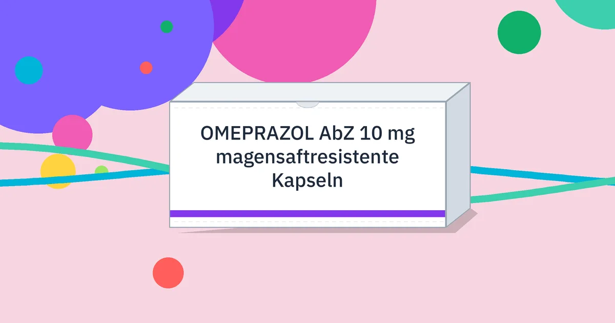 Symbolbild: Packung mit der Aufschrift OMEPRAZOL AbZ 10 mg magensaftresistente Kapseln (PZN 00840059) – Verfügbarkeit und Bezug in Apotheken in Frankfurt am Main