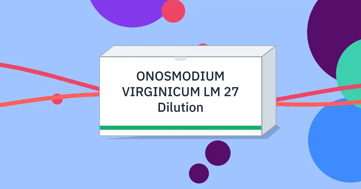Symbolbild: Packung mit der Aufschrift ONOSMODIUM VIRGINICUM LM 27 Dilution (PZN 13626801) – Verfügbarkeit und Bezug in Apotheken in Frankfurt am Main