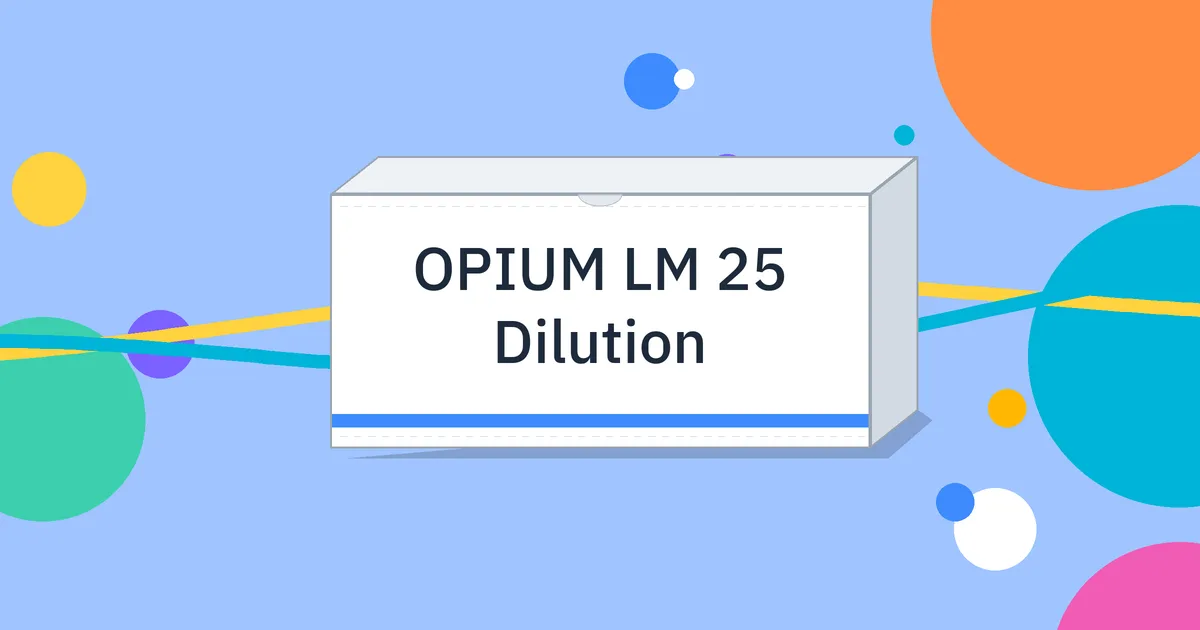 Symbolbild: Packung mit der Aufschrift OPIUM LM 25 Dilution (PZN 12972263) – Verfügbarkeit und Bezug in Apotheken in Frankfurt am Main