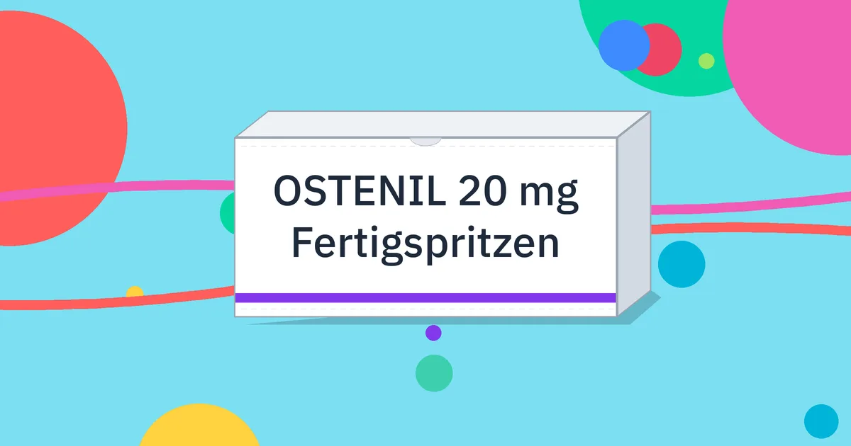 Symbolbild: Packung mit der Aufschrift OSTENIL 20 mg Fertigspritzen (PZN 08761939) – Verfügbarkeit und Bezug in Apotheken in Frankfurt am Main