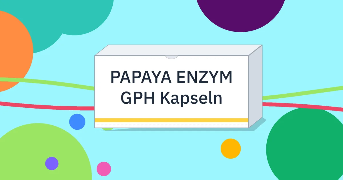 Symbolbild: Packung mit der Aufschrift PAPAYA ENZYM GPH Kapseln (PZN 03449841) – Verfügbarkeit und Bezug in Apotheken in Frankfurt am Main