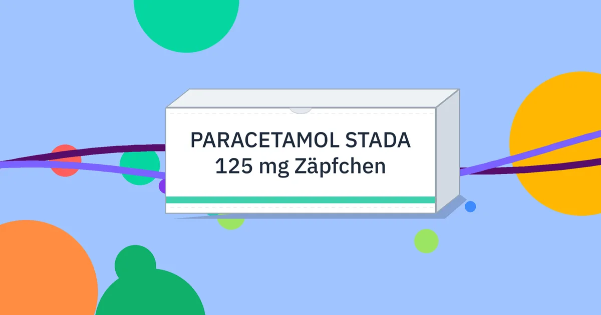 Symbolbild: Packung mit der Aufschrift PARACETAMOL STADA 125 mg Zäpfchen (PZN 03798429) – Verfügbarkeit und Bezug in Apotheken in Frankfurt am Main