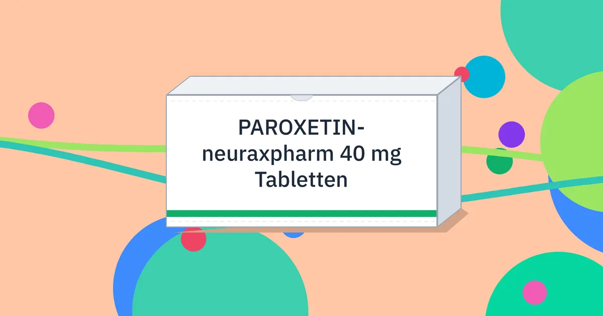 Symbolbild: Packung mit der Aufschrift PAROXETIN-neuraxpharm 40 mg Tabletten (PZN 00351739) – Verfügbarkeit und Bezug in Apotheken in Frankfurt am Main