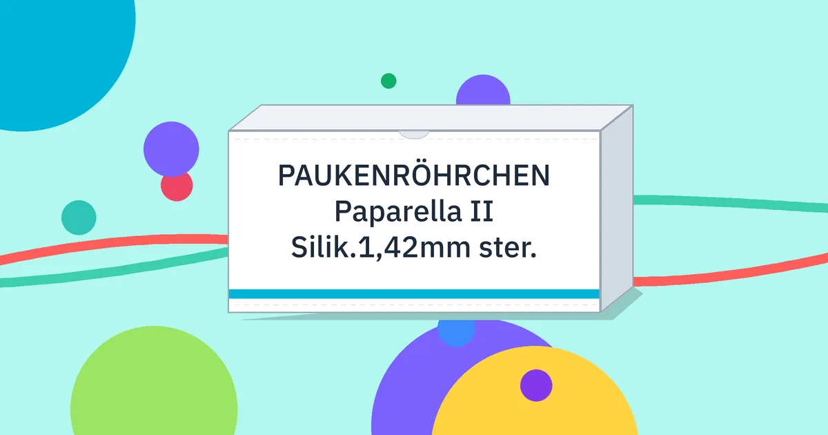 Symbolbild: Packung mit der Aufschrift PAUKENRÖHRCHEN Paparella II Silik.1,42mm ster. (PZN 18355117) – Verfügbarkeit und Bezug in Apotheken in Frankfurt am Main
