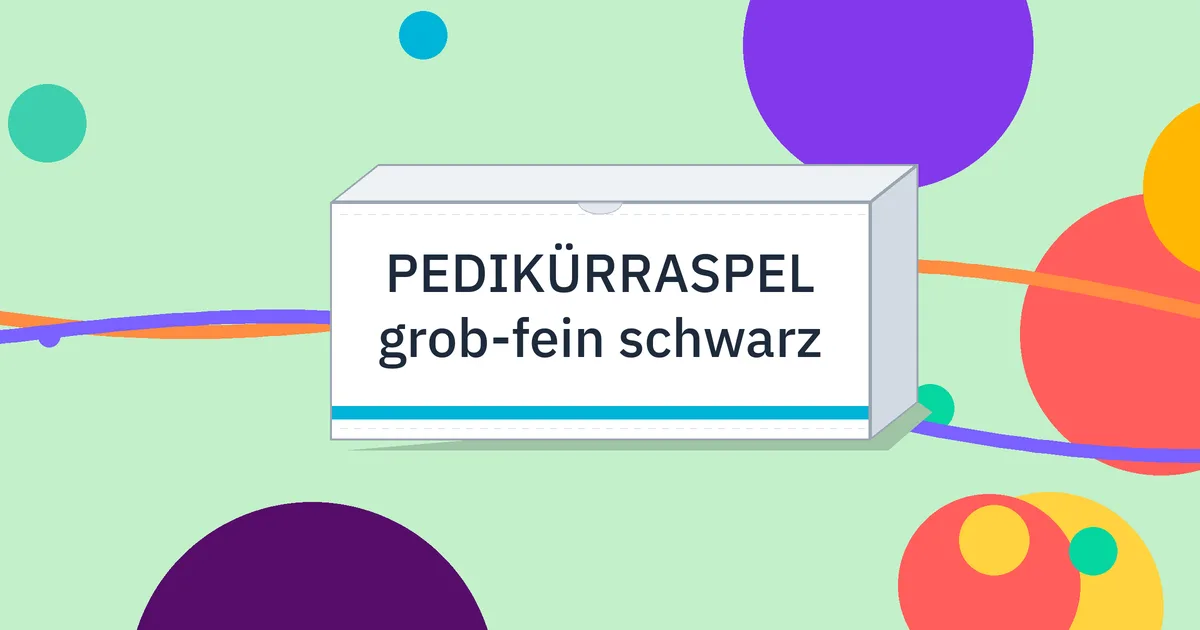 Symbolbild: Packung mit der Aufschrift PEDIKÜRRASPEL grob-fein schwarz (PZN 01523119) – Verfügbarkeit und Bezug in Apotheken in Frankfurt am Main