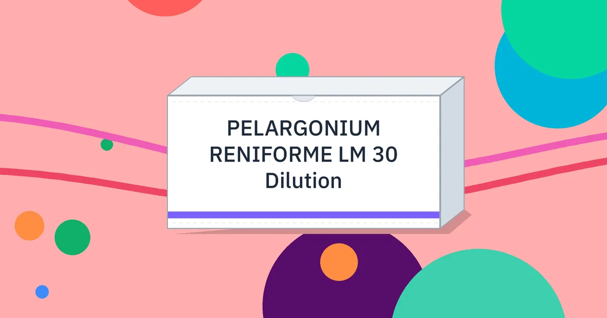 Symbolbild: Packung mit der Aufschrift PELARGONIUM RENIFORME LM 30 Dilution (PZN 13633468) – Verfügbarkeit und Bezug in Apotheken in Frankfurt am Main