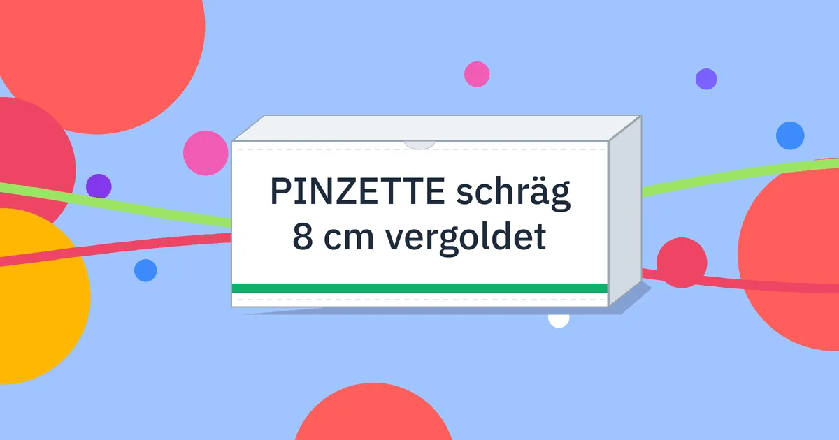 Symbolbild: Packung mit der Aufschrift PINZETTE schräg 8 cm vergoldet (PZN 18106779) – Verfügbarkeit und Bezug in Apotheken in Frankfurt am Main