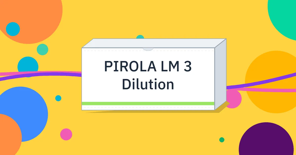 Symbolbild: Packung mit der Aufschrift PIROLA LM 3 Dilution (PZN 13645187) – Verfügbarkeit und Bezug in Apotheken in Frankfurt am Main