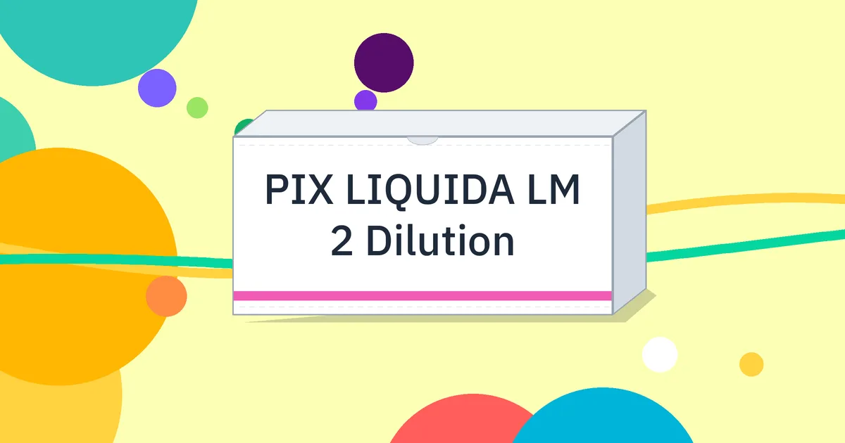 Symbolbild: Packung mit der Aufschrift PIX LIQUIDA LM 2 Dilution (PZN 13646123) – Verfügbarkeit und Bezug in Apotheken in Frankfurt am Main