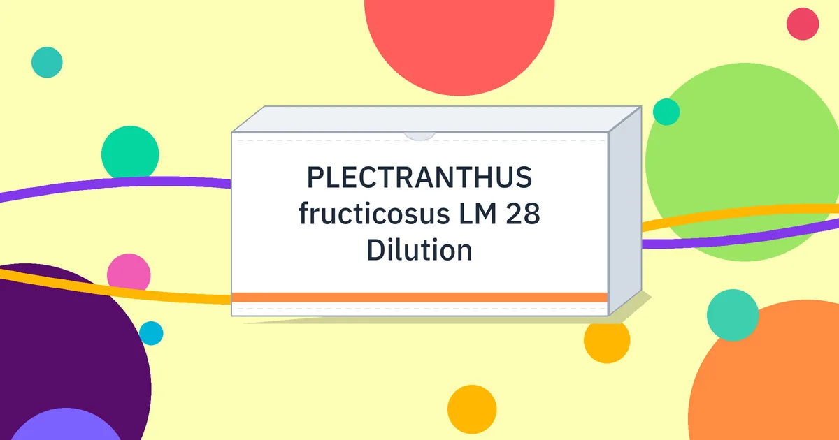 Symbolbild: Packung mit der Aufschrift PLECTRANTHUS fructicosus LM 28 Dilution (PZN 13648719) – Verfügbarkeit und Bezug in Apotheken in Frankfurt am Main