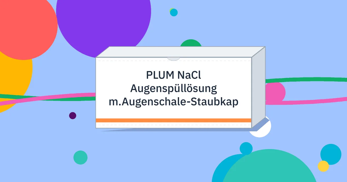 Symbolbild: Packung mit der Aufschrift PLUM NaCl Augenspüllösung m.Augenschale-Staubkap (PZN 10079706) – Verfügbarkeit und Bezug in Apotheken in Frankfurt am Main