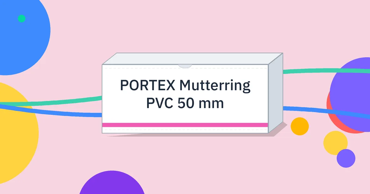 Symbolbild: Packung mit der Aufschrift PORTEX Mutterring PVC 50 mm (PZN 07689967) – Verfügbarkeit und Bezug in Apotheken in Frankfurt am Main