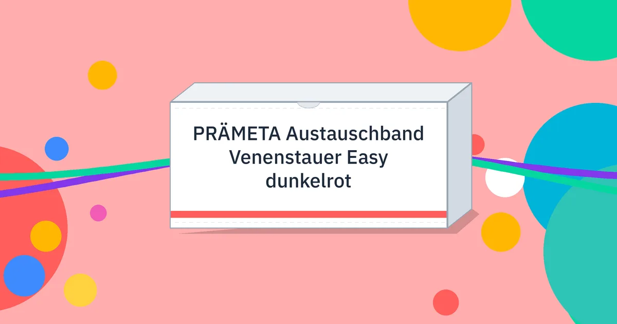 Symbolbild: Packung mit der Aufschrift PRÄMETA Austauschband Venenstauer Easy dunkelrot (PZN 16765549) – Verfügbarkeit und Bezug in Apotheken in Frankfurt am Main