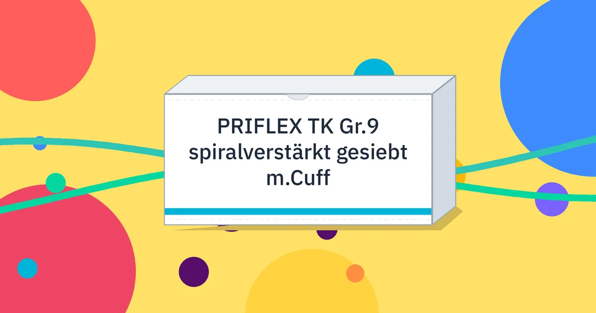 Symbolbild: Packung mit der Aufschrift PRIFLEX TK Gr.9 spiralverstärkt gesiebt m.Cuff (PZN 10287623) – Verfügbarkeit und Bezug in Apotheken in Frankfurt am Main