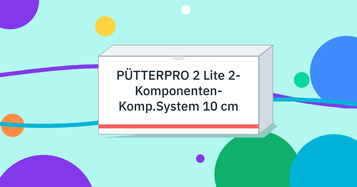 Symbolbild: Packung mit der Aufschrift PÜTTERPRO 2 Lite 2-Komponenten-Komp.System 10 cm (PZN 16881480) – Verfügbarkeit und Bezug in Apotheken in Frankfurt am Main