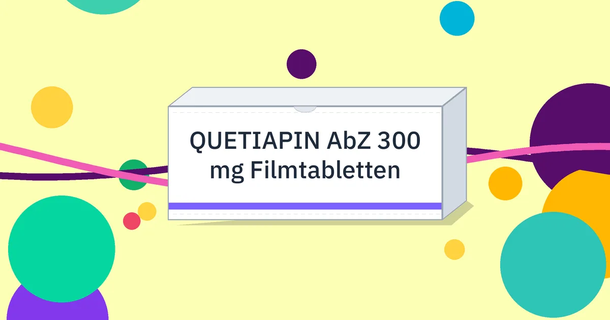 Symbolbild: Packung mit der Aufschrift QUETIAPIN AbZ 300 mg Filmtabletten (PZN 09246323) – Verfügbarkeit und Bezug in Apotheken in Frankfurt am Main
