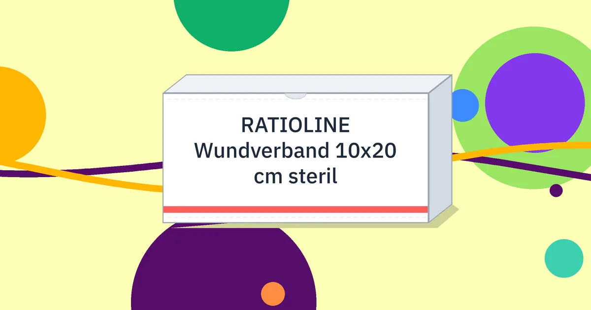 Symbolbild: Packung mit der Aufschrift RATIOLINE Wundverband 10x20 cm steril (PZN 18906818) – Verfügbarkeit und Bezug in Apotheken in Frankfurt am Main
