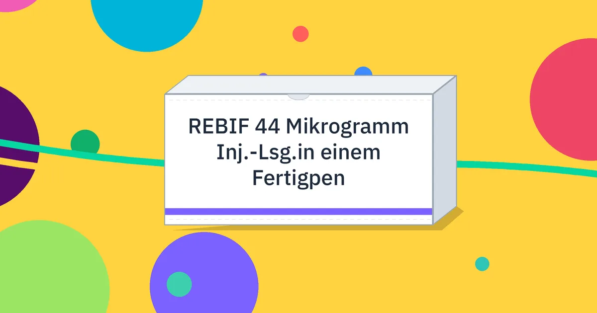 Symbolbild: Packung mit der Aufschrift REBIF 44 Mikrogramm Inj.-Lsg.in einem Fertigpen (PZN 07777217) – Verfügbarkeit und Bezug in Apotheken in Frankfurt am Main