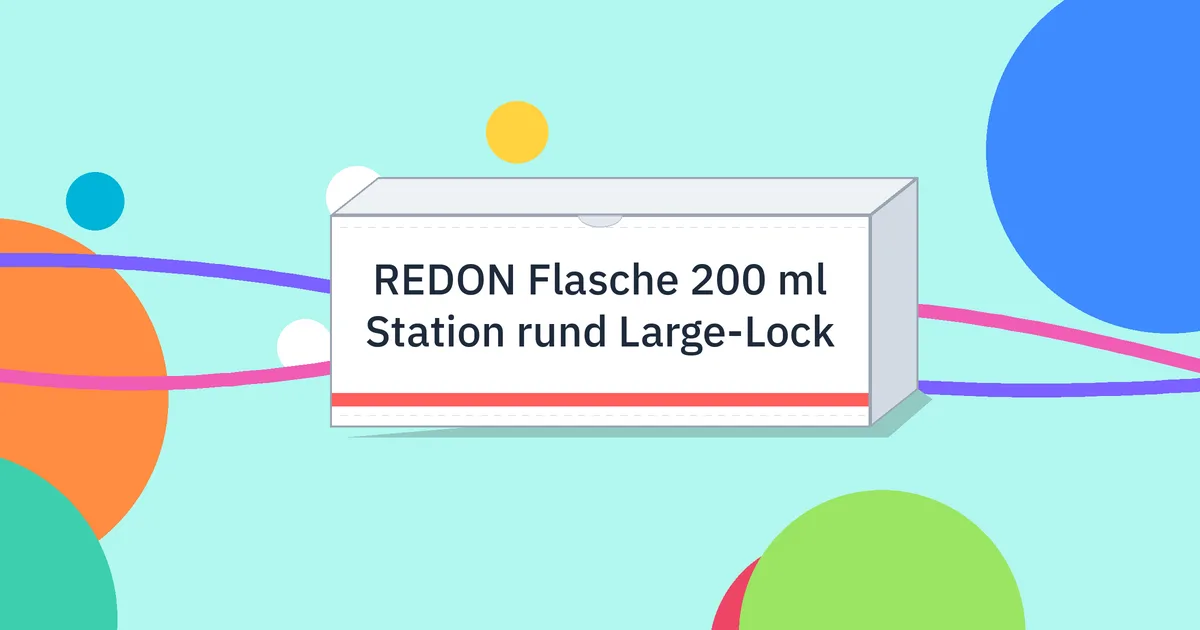 Symbolbild: Packung mit der Aufschrift REDON Flasche 200 ml Station rund Large-Lock (PZN 20917195) – Verfügbarkeit und Bezug in Apotheken in Frankfurt am Main