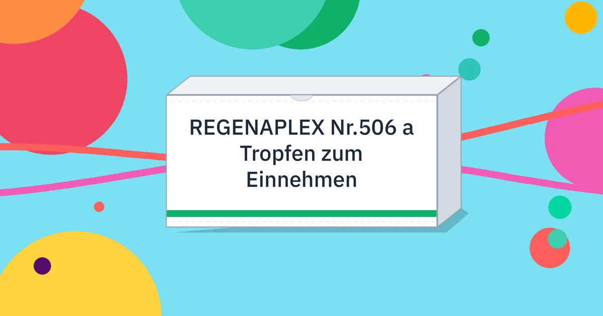 Symbolbild: Packung mit der Aufschrift REGENAPLEX Nr.506 a Tropfen zum Einnehmen (PZN 02643848) – Verfügbarkeit und Bezug in Apotheken in Frankfurt am Main