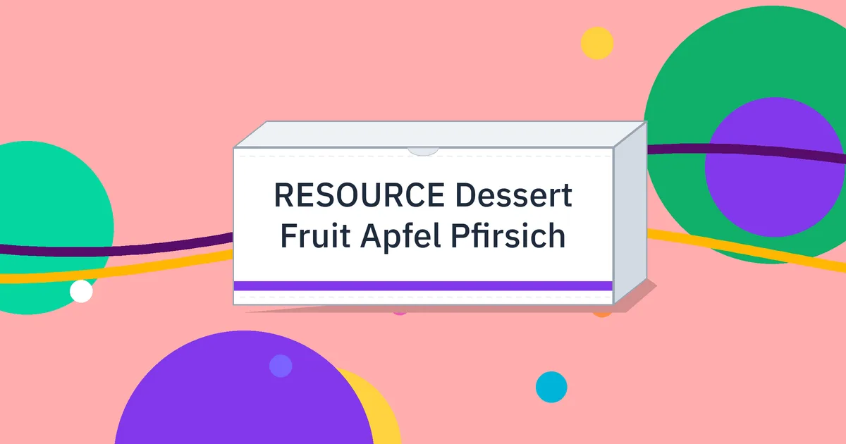 Symbolbild: Packung mit der Aufschrift RESOURCE Dessert Fruit Apfel Pfirsich (PZN 11180614) – Verfügbarkeit und Bezug in Apotheken in Frankfurt am Main