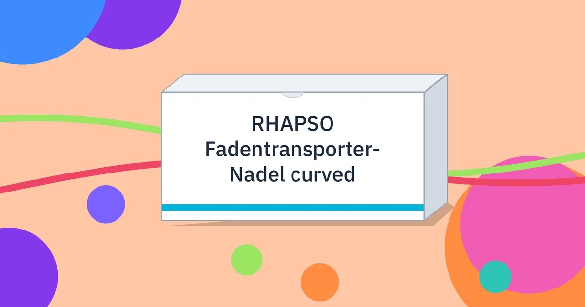 Symbolbild: Packung mit der Aufschrift RHAPSO Fadentransporter-Nadel curved (PZN 20822655) – Verfügbarkeit und Bezug in Apotheken in Frankfurt am Main
