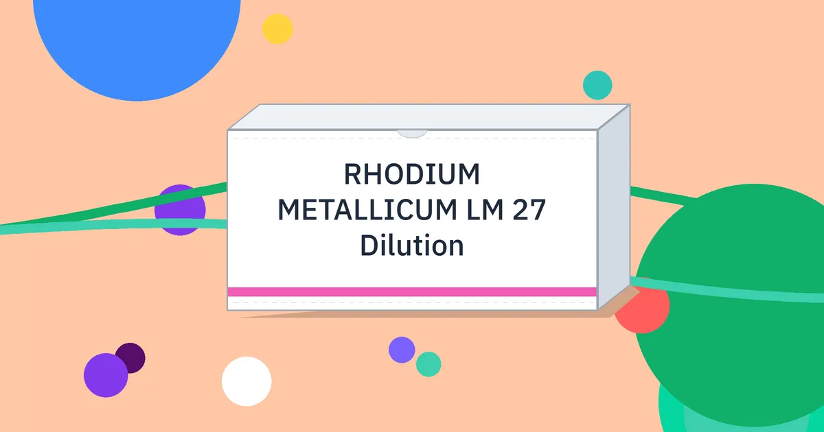 Symbolbild: Packung mit der Aufschrift RHODIUM METALLICUM LM 27 Dilution (PZN 13050560) – Verfügbarkeit und Bezug in Apotheken in Frankfurt am Main