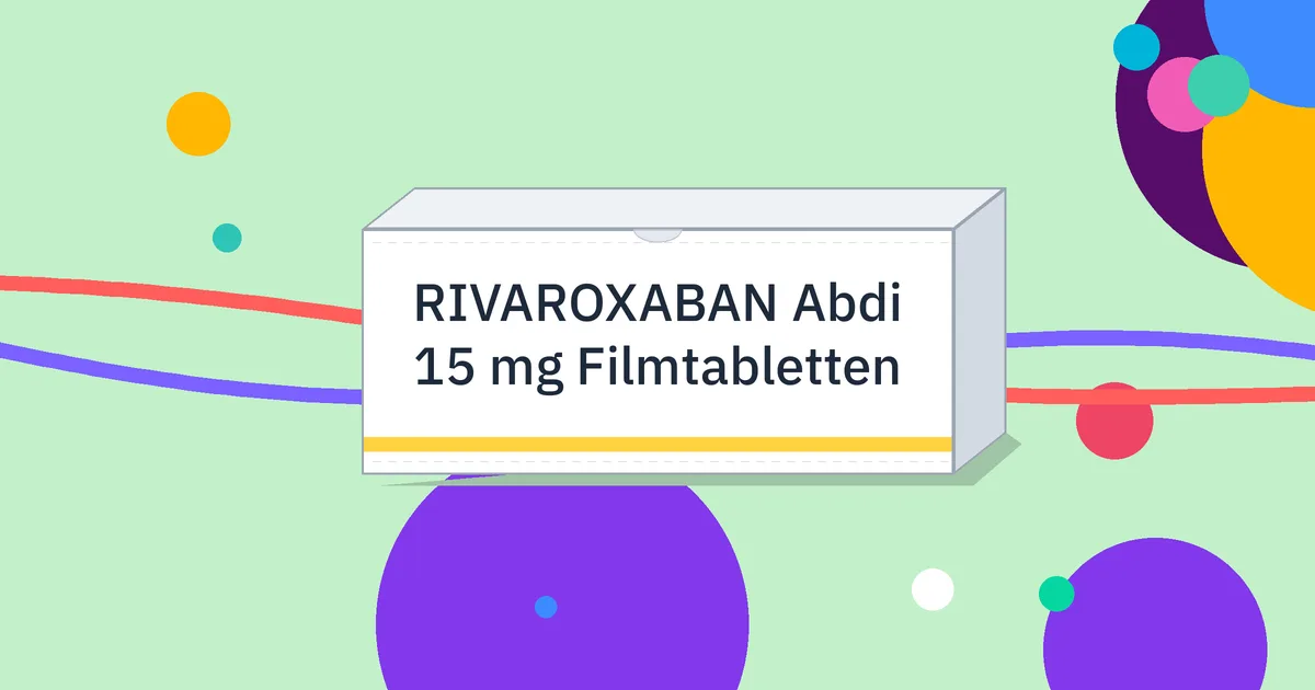 Symbolbild: Packung mit der Aufschrift RIVAROXABAN Abdi 15 mg Filmtabletten (PZN 19820289) – Verfügbarkeit und Bezug in Apotheken in Frankfurt am Main