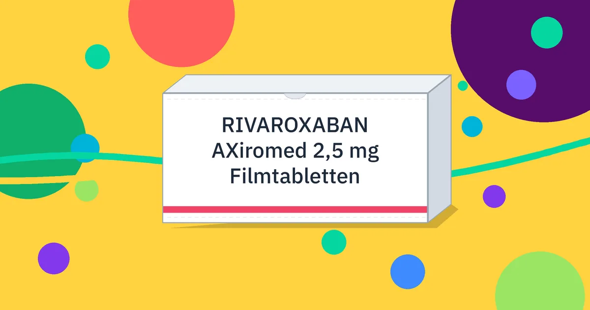 Symbolbild: Packung mit der Aufschrift RIVAROXABAN AXiromed 2,5 mg Filmtabletten (PZN 19753009) – Verfügbarkeit und Bezug in Apotheken in Frankfurt am Main