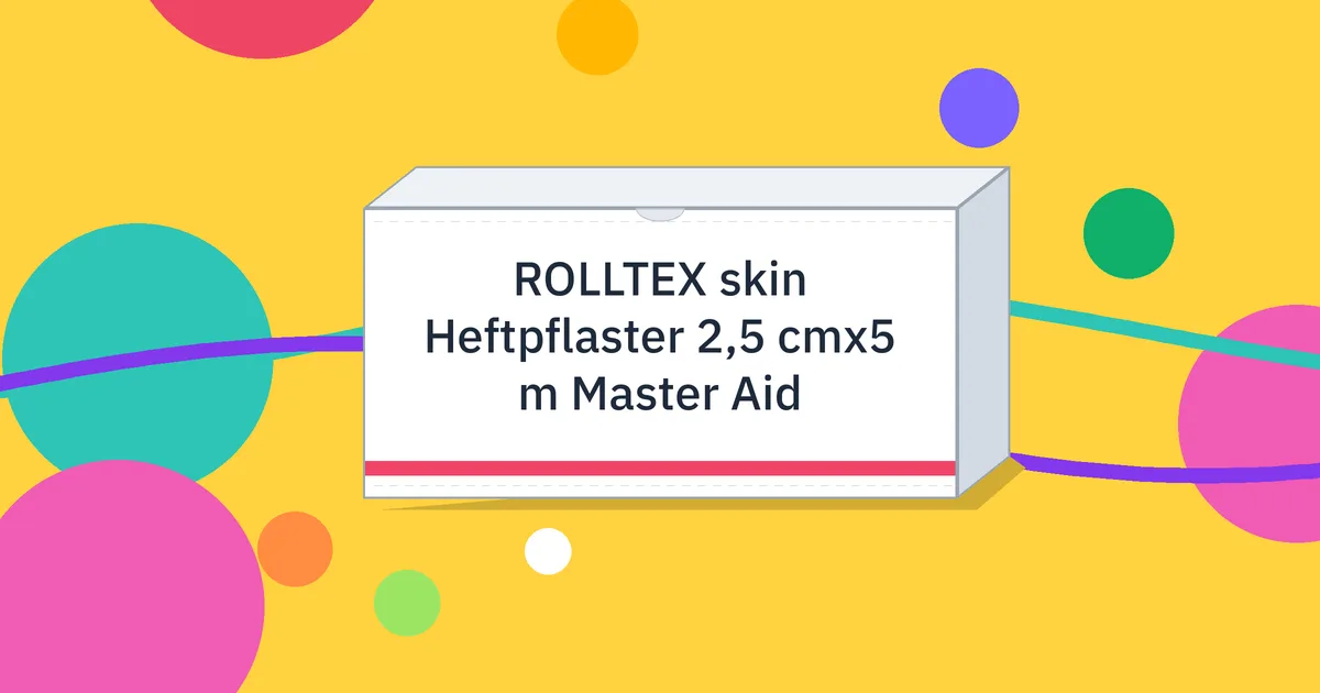 Symbolbild: Packung mit der Aufschrift ROLLTEX skin Heftpflaster 2,5 cmx5 m Master Aid (PZN 20128995) – Verfügbarkeit und Bezug in Apotheken in Frankfurt am Main