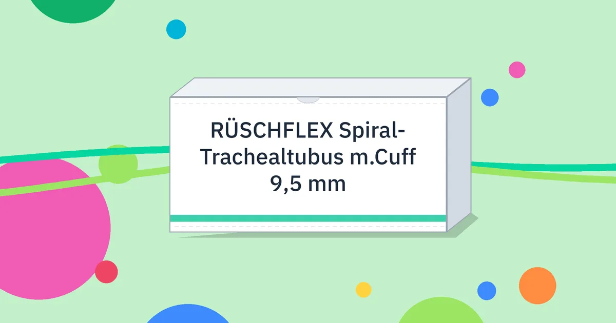 Symbolbild: Packung mit der Aufschrift RÜSCHFLEX Spiral-Trachealtubus m.Cuff 9,5 mm (PZN 12463780) – Verfügbarkeit und Bezug in Apotheken in Frankfurt am Main