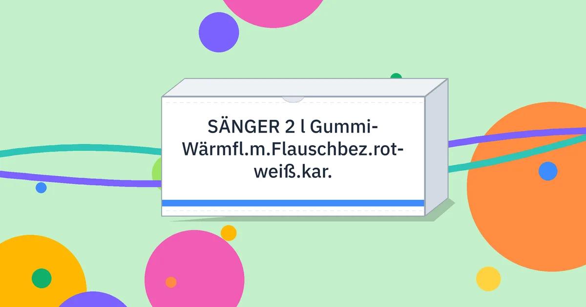 Symbolbild: Packung mit der Aufschrift SÄNGER 2 l Gummi-Wärmfl.m.Flauschbez.rot-weiß.kar. (PZN 01314002) – Verfügbarkeit und Bezug in Apotheken in Frankfurt am Main