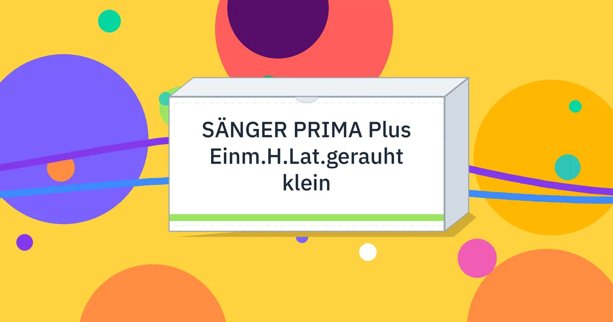 Symbolbild: Packung mit der Aufschrift SÄNGER PRIMA Plus Einm.H.Lat.gerauht klein (PZN 00289207) – Verfügbarkeit und Bezug in Apotheken in Frankfurt am Main