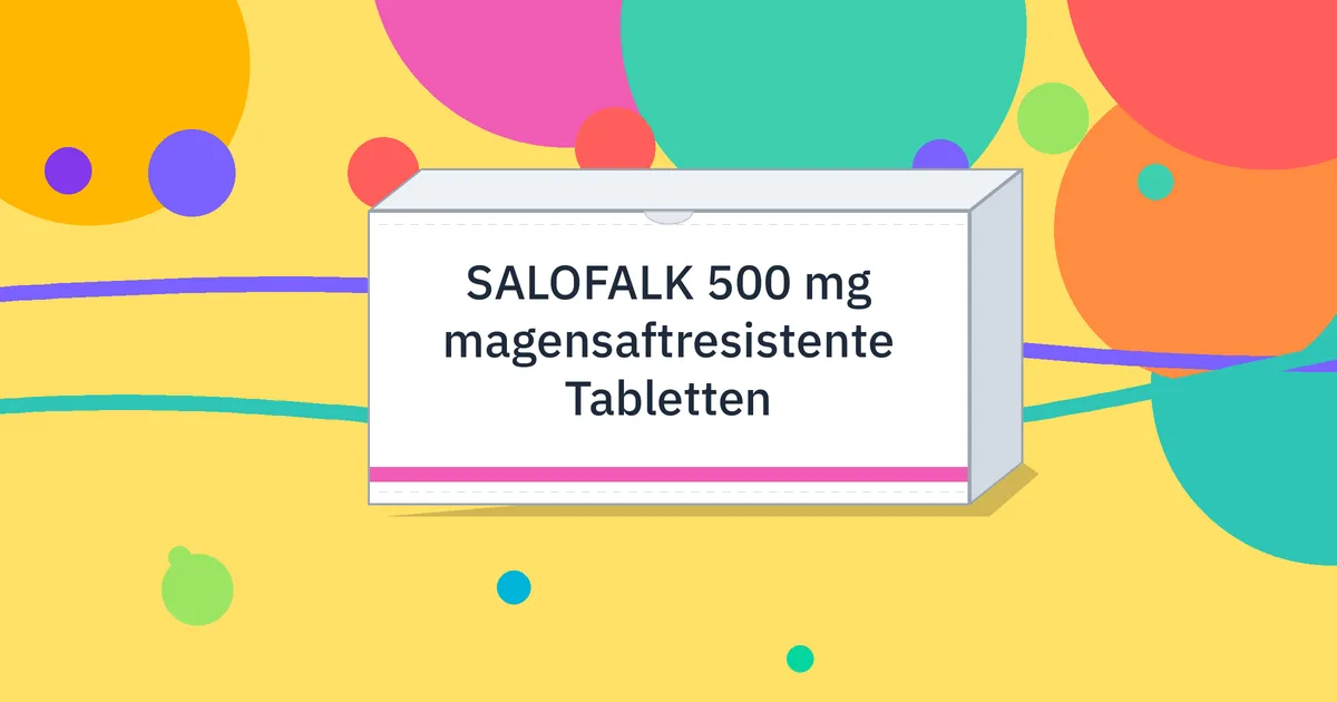 Symbolbild: Packung mit der Aufschrift SALOFALK 500 mg magensaftresistente Tabletten (PZN 03853559) – Verfügbarkeit und Bezug in Apotheken in Frankfurt am Main