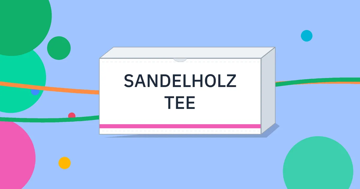 Symbolbild: Packung mit der Aufschrift SANDELHOLZ TEE (PZN 18301400) – Verfügbarkeit und Bezug in Apotheken in Frankfurt am Main