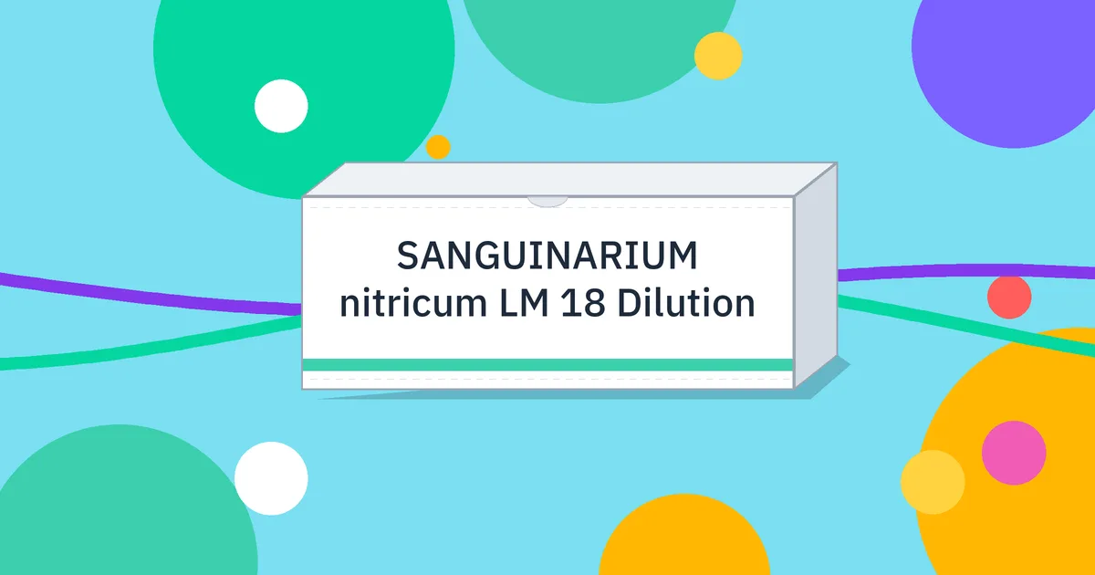 Symbolbild: Packung mit der Aufschrift SANGUINARIUM nitricum LM 18 Dilution (PZN 13181776) – Verfügbarkeit und Bezug in Apotheken in Frankfurt am Main