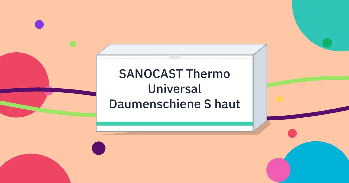 Symbolbild: Packung mit der Aufschrift SANOCAST Thermo Universal Daumenschiene S haut (PZN 15260221) – Verfügbarkeit und Bezug in Apotheken in Frankfurt am Main