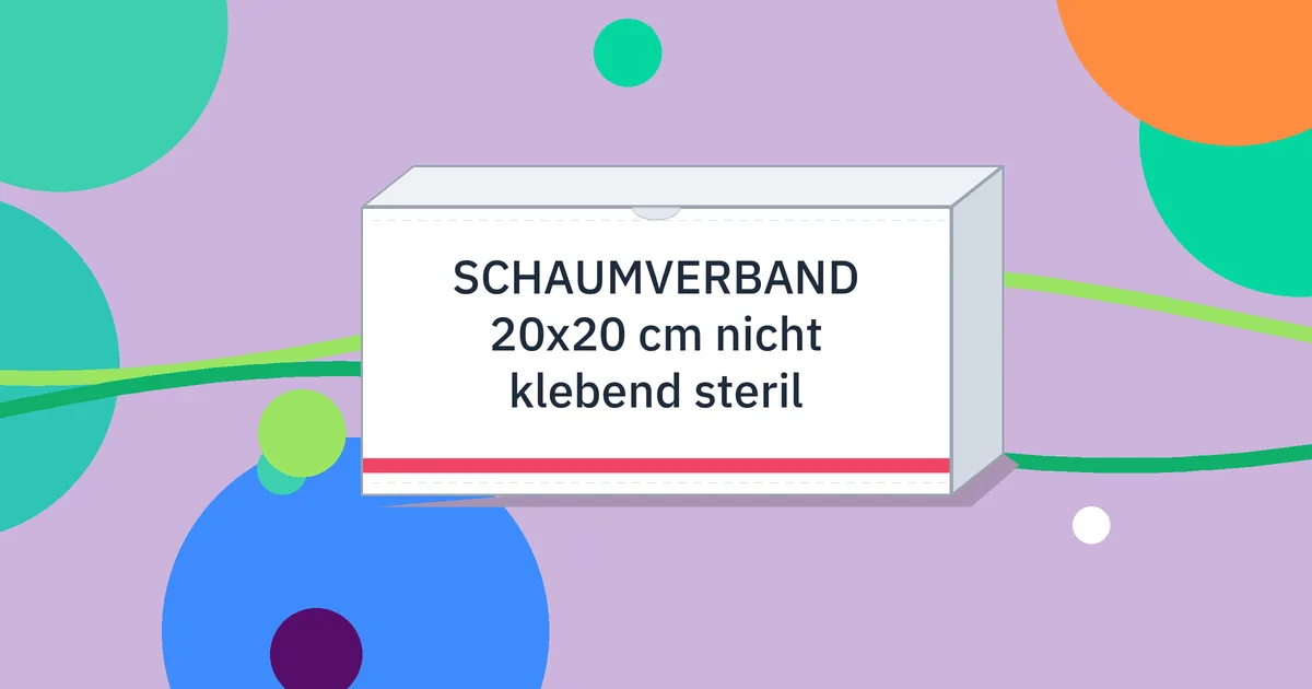 Symbolbild: Packung mit der Aufschrift SCHAUMVERBAND 20x20 cm nicht klebend steril (PZN 19509479) – Verfügbarkeit und Bezug in Apotheken in Frankfurt am Main